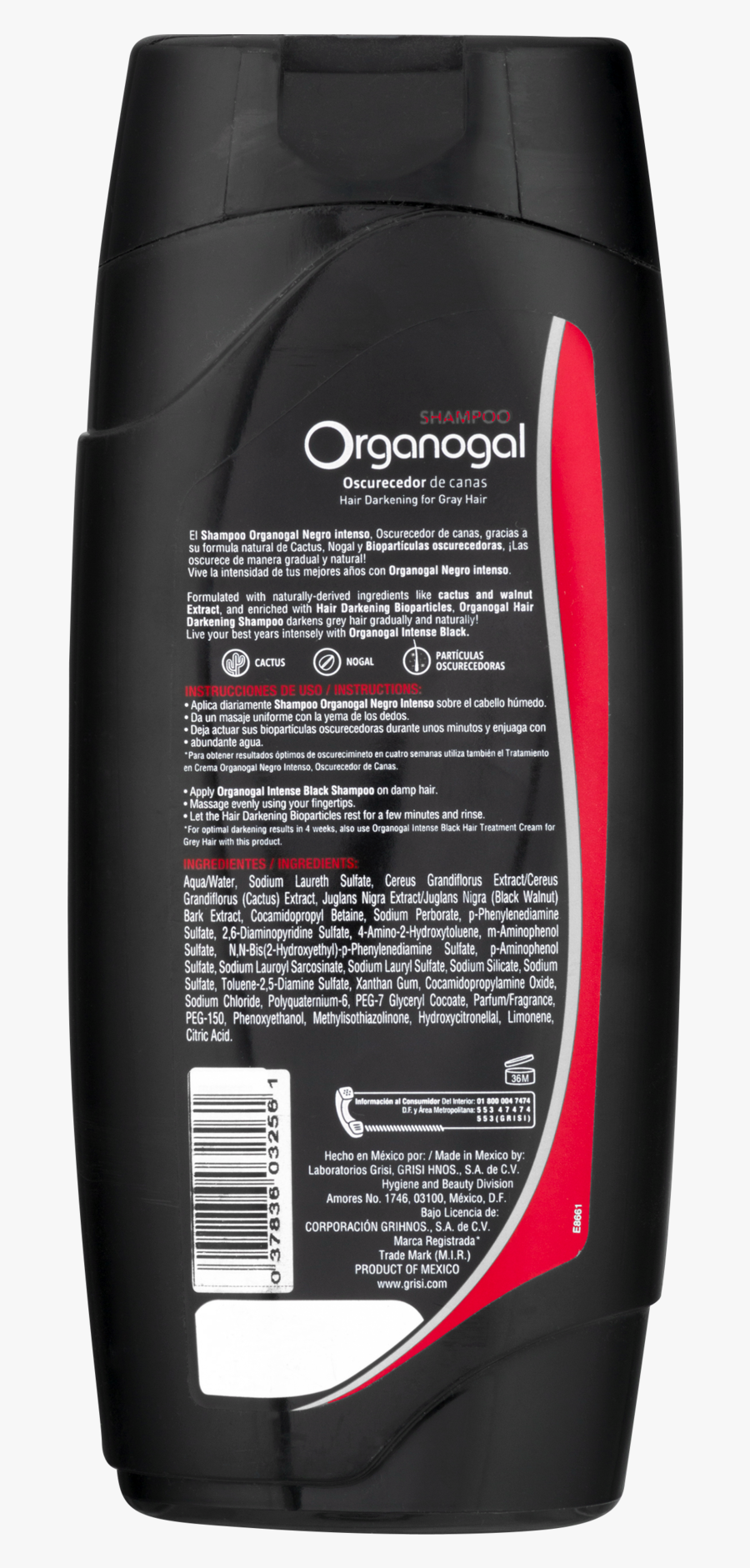 Organogal Intense Black Hair Darkening Shampoo For - Packaging And ...