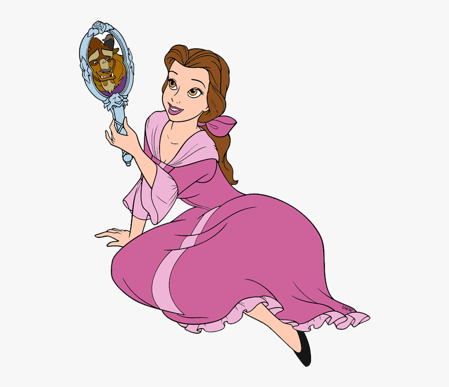 Mirror Clipart Beauty And The Beast - Belle Looking In Mirror , Free ...