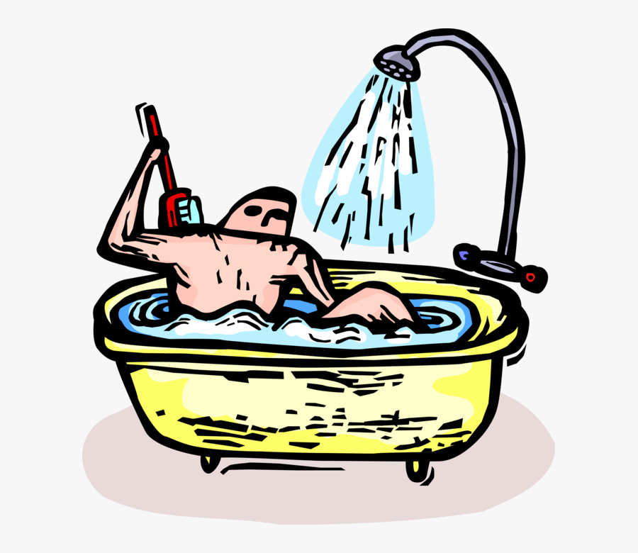 Vector Illustration Of Man Washes Back With Scrub Brush , Free ...