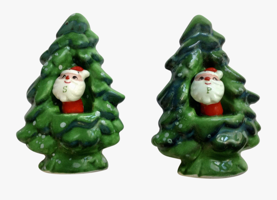 Two Cute Santa Clauses Are Hiding In Lightly Snow Covered - Christmas ...