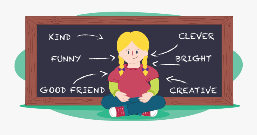 Child Surrounded By Positive And Encouraging Words - Cartoon , Free ...