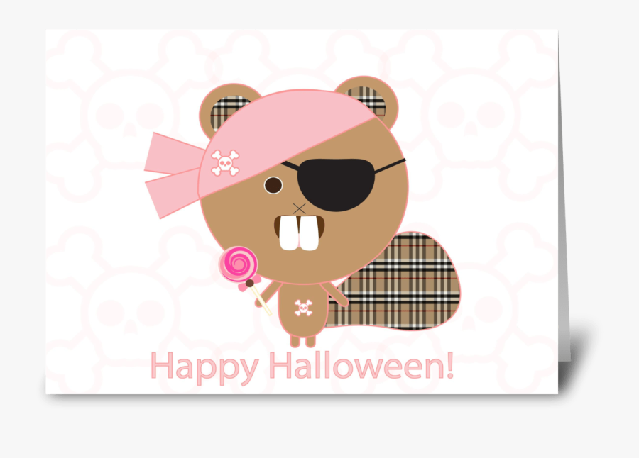 Pirate Beaver Halloween Greeting Card - Cartoon , Free Transparent ...