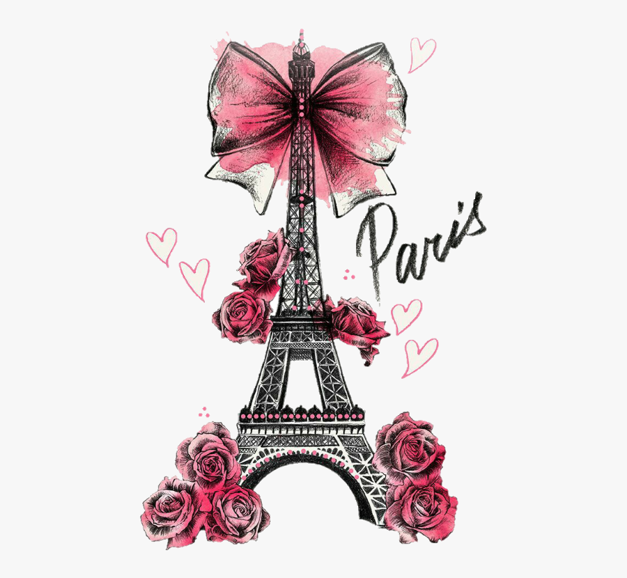 Transparent Paris Clipart - Eiffel Tower With Roses Drawing , Free ...