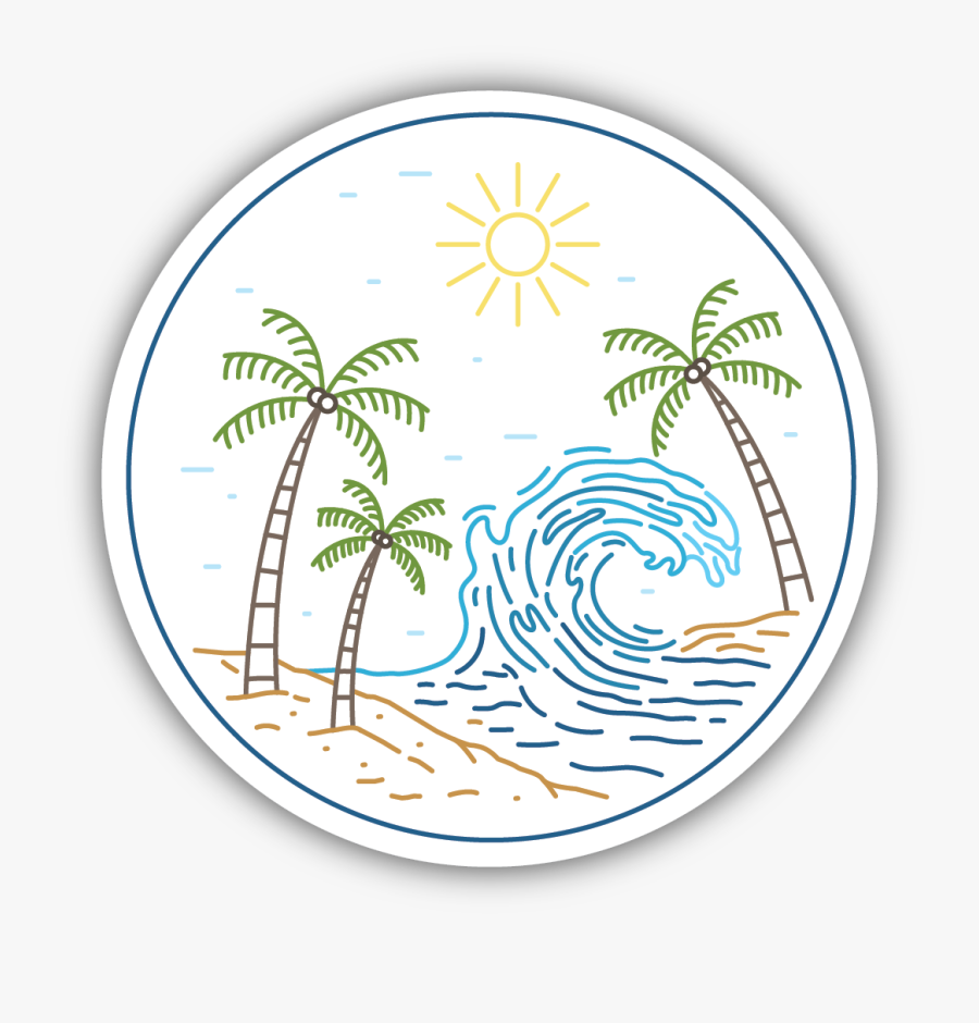 Palm Trees Tidal Wave Sticker - Stickers For Water Bottle Wave , Free ...