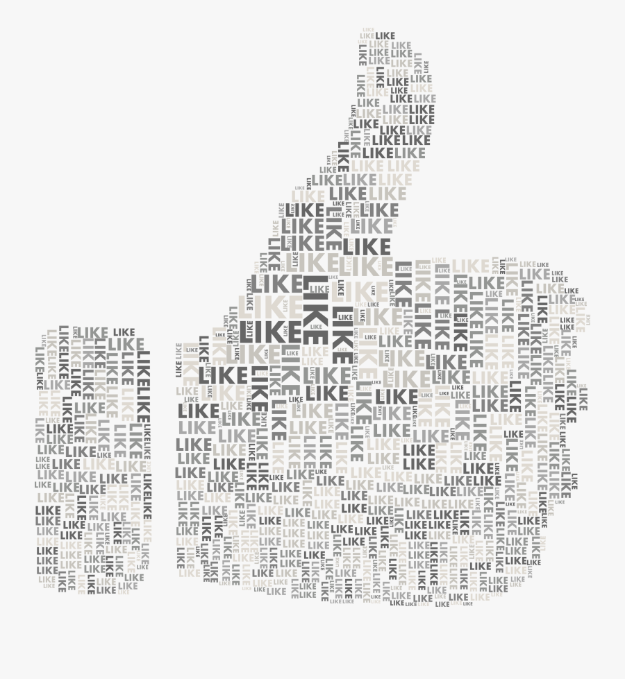 Thumbs Up Word Cloud Grayscale - Word Cloud Like , Free Transparent ...