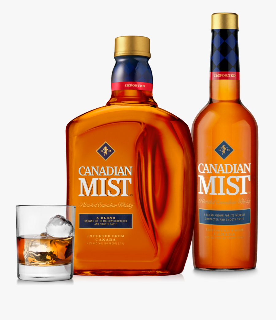 Two Bottles Of Canadian Mist Whiskey Alongside A Serving - Canadian ...