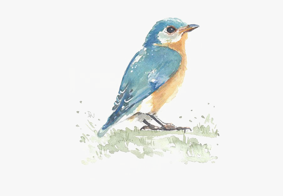 Clip Art Birds Watercolor - Watercolor Blue Bird No Background , Free ...
