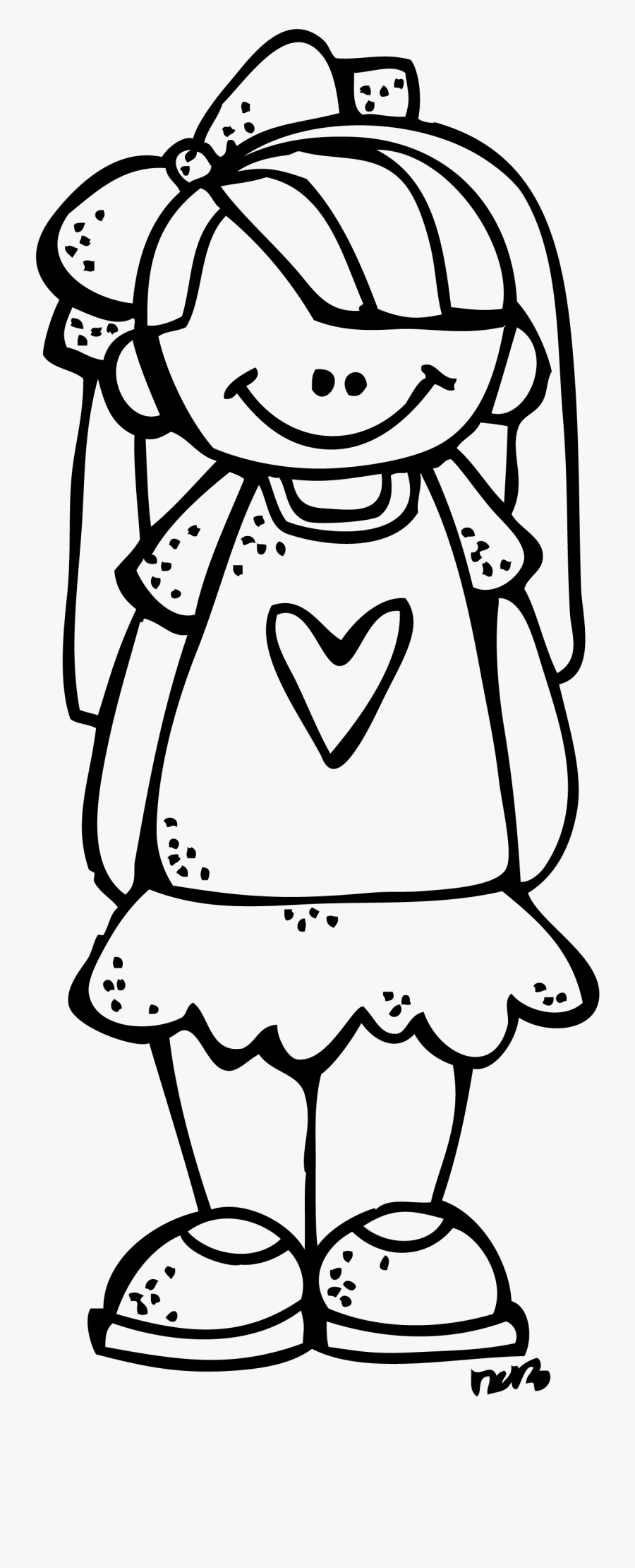 Melonheadz Girl Black And White Clipart , Free Transparent Clipart ...