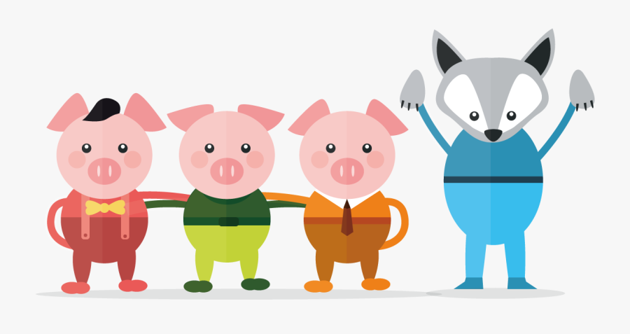 Clip Art Fairy Tale Vector Three - Three Little Pigs Png , Free ...