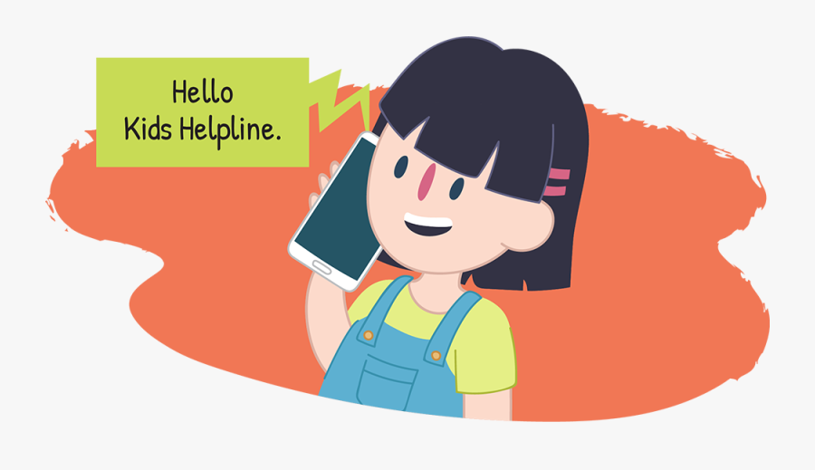 Girl Calling Kids Helpline On A Mobile Phone - Cartoon , Free ...
