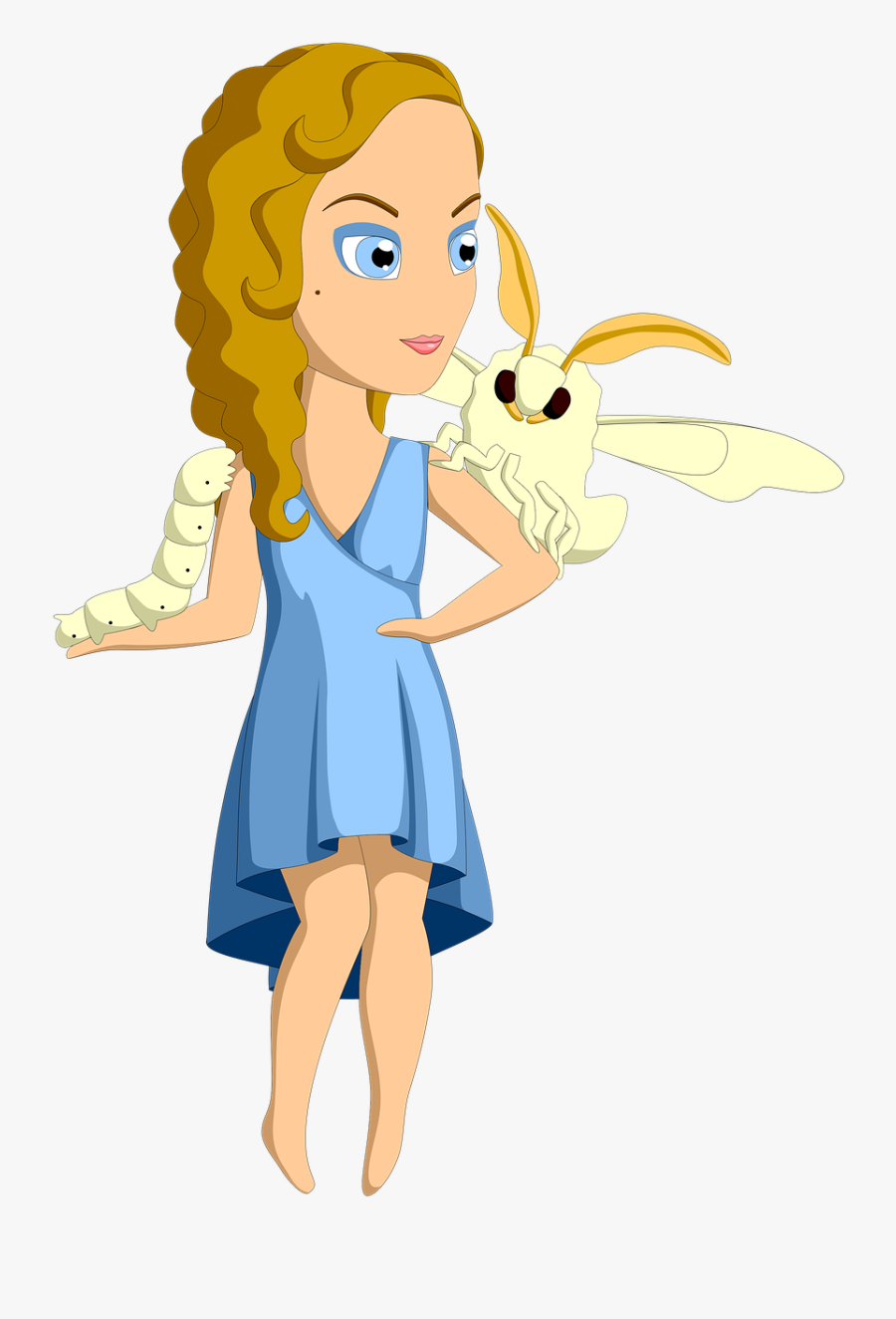 Silk, Fashion, Silkworm, Girl, Moth - Cartoon , Free Transparent ...