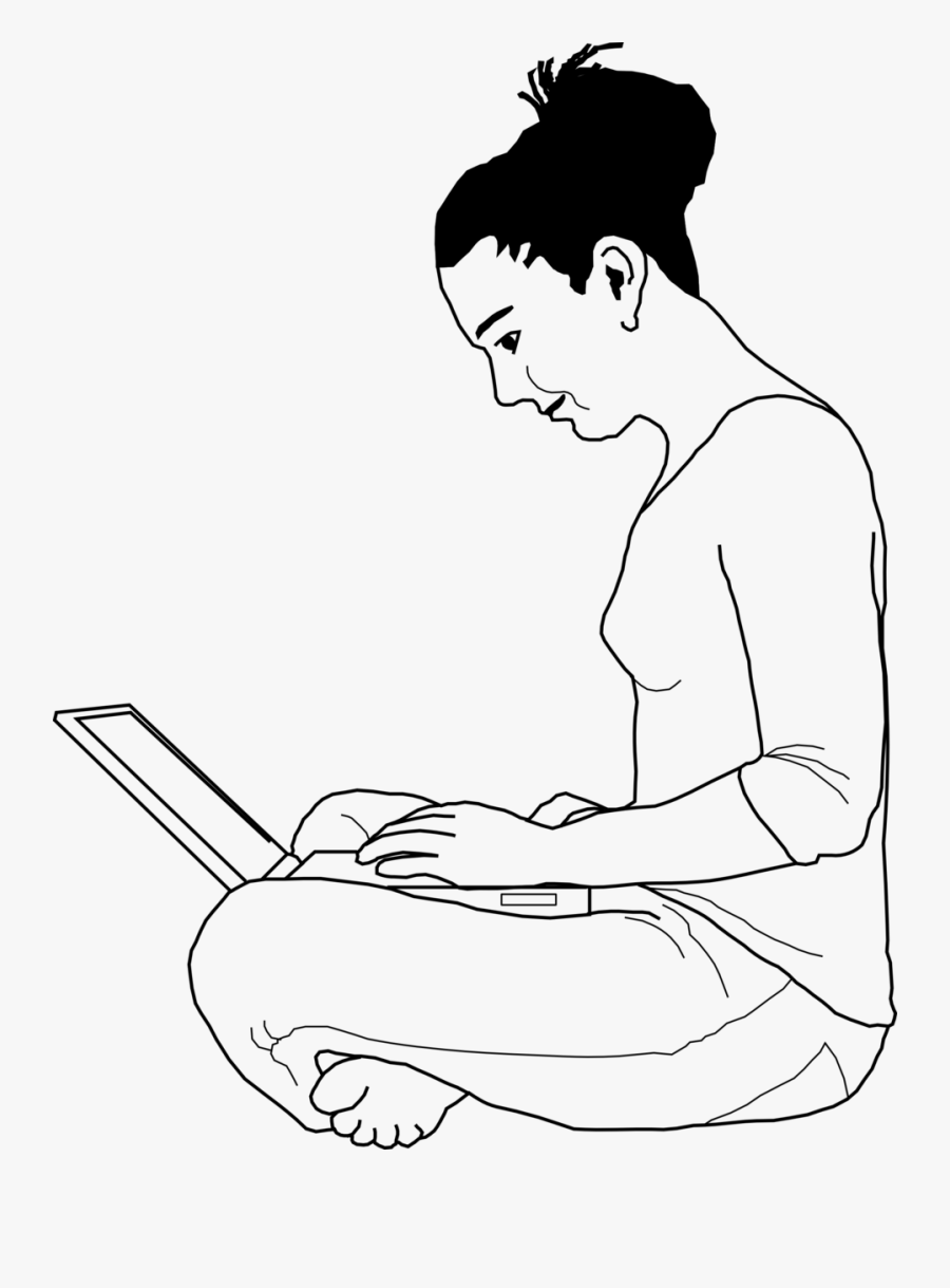 Girl With Computer Drawing , Free Transparent Clipart - ClipartKey