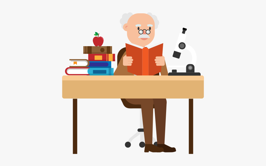 Professor On Desk Cartoon , Free Transparent Clipart - ClipartKey