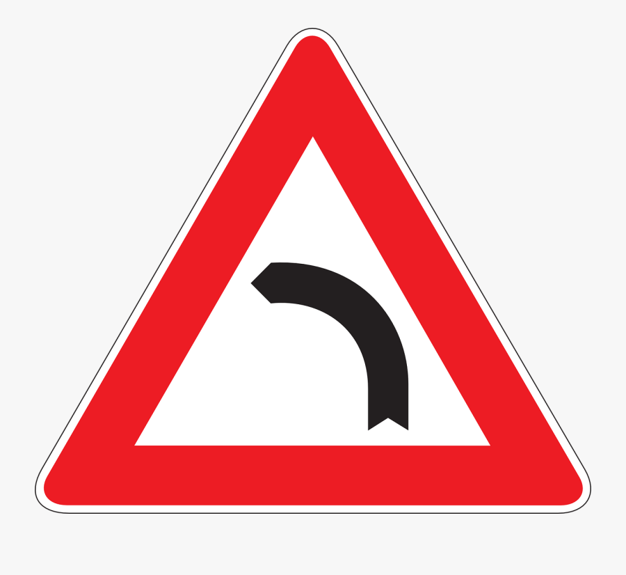 Danger Sign Clip Art - Left Curve Road Sign , Free Transparent Clipart ...