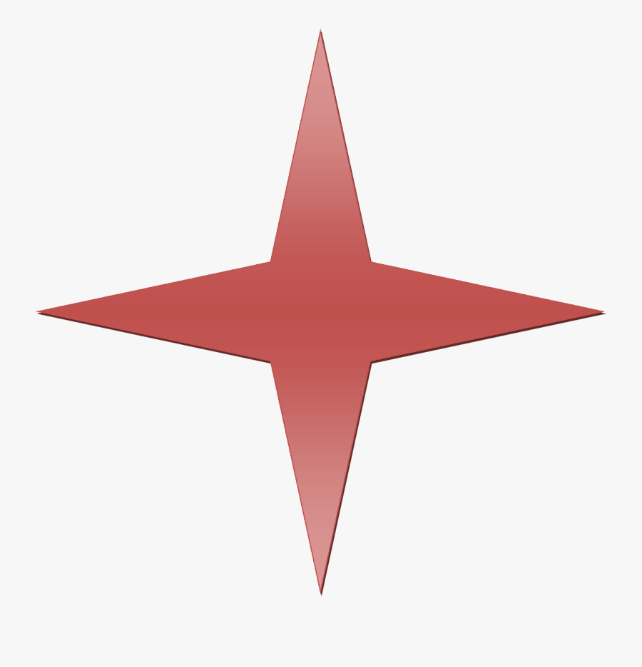 Red Gradient 4 Point Star - Red Four Pointed Star , Free Transparent ...