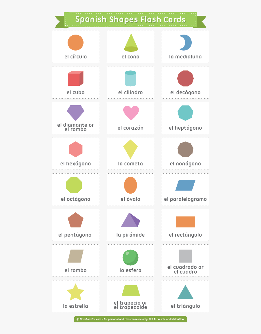 Printable Shapes In Spanish , Free Transparent Clipart - ClipartKey