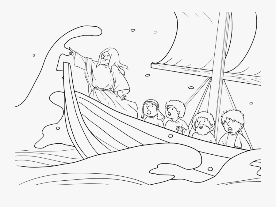 Line Art,angle,area - Coloring Jesus Calms The Storm , Free Transparent ...