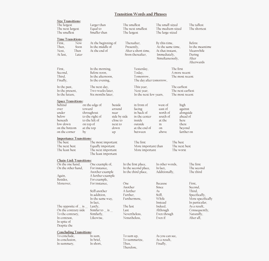 Clip Art Transition Words Phrases To - Transition Words Chain Link ...