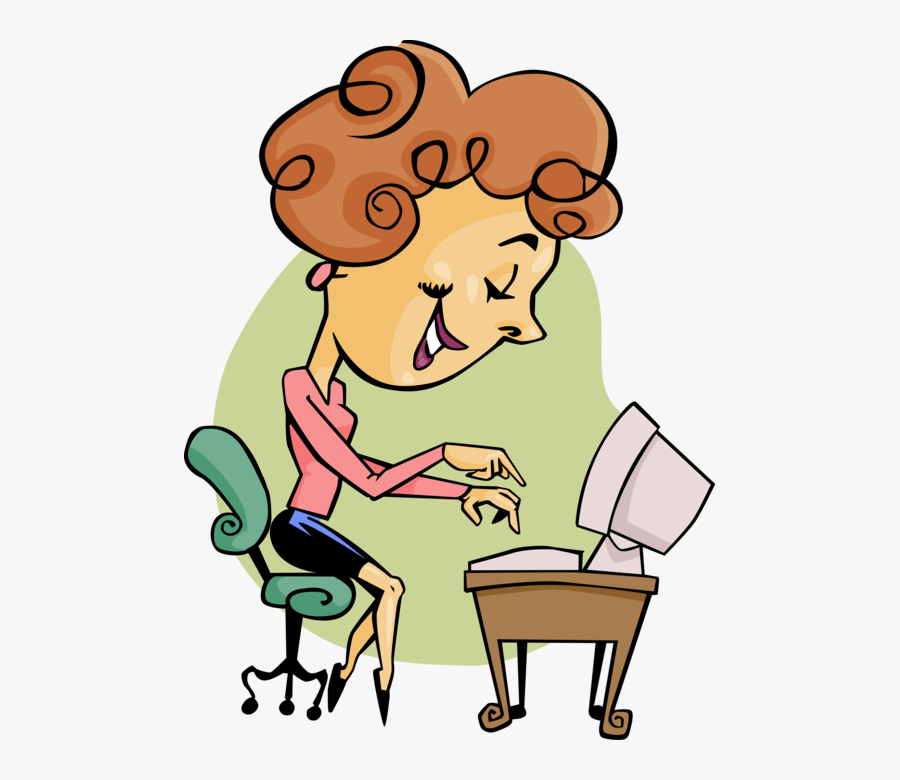 Office Worker Types On - Secretary Clip Art , Free Transparent Clipart ...