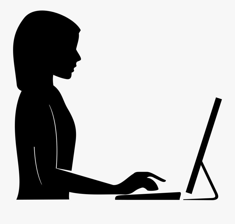 Clipart - Woman At Computer Silhouette , Free Transparent Clipart ...