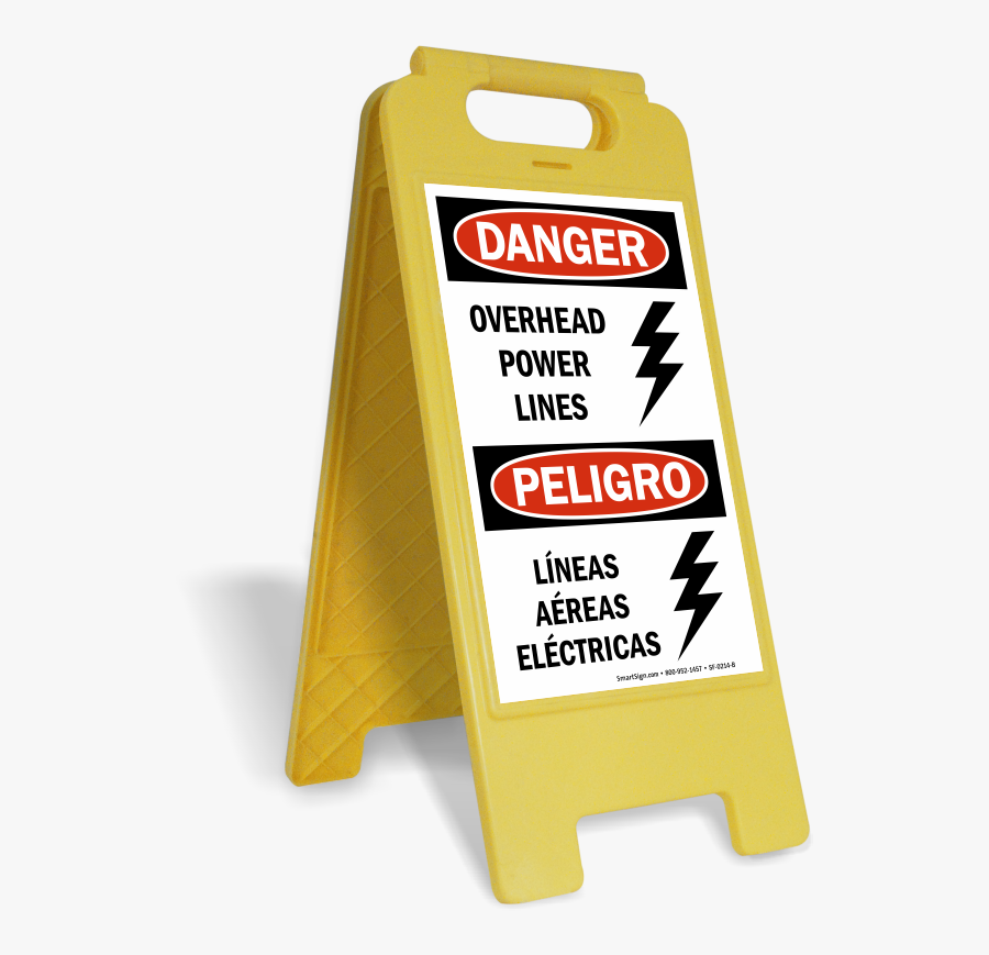 Bilingual Overhead Power Lines Danger Sign - Sign , Free Transparent ...