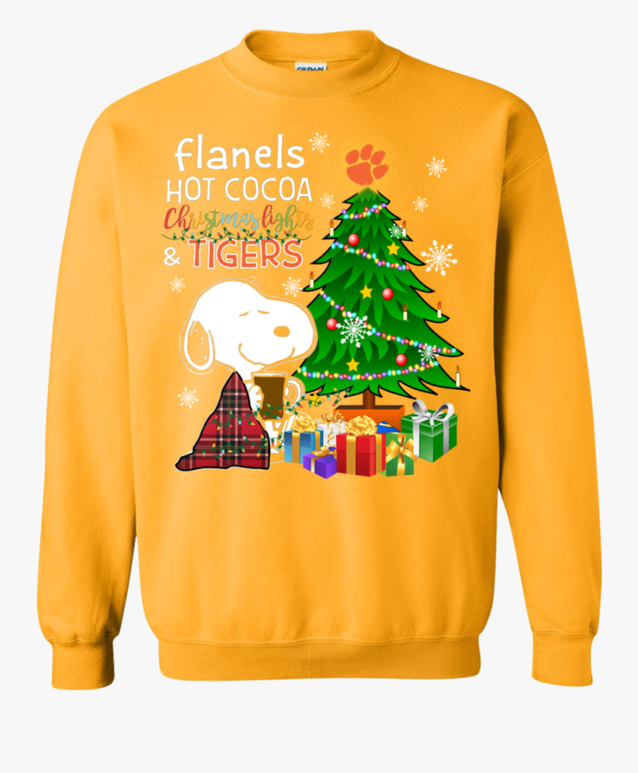 Clemson Tigers Snoopy Ugly Christmas Flanels Hot Cocoa - Gold Gildan ...