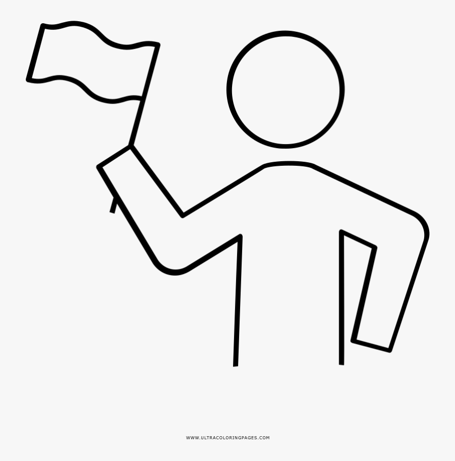 Waving Flag Coloring Page - Line Art , Free Transparent Clipart ...