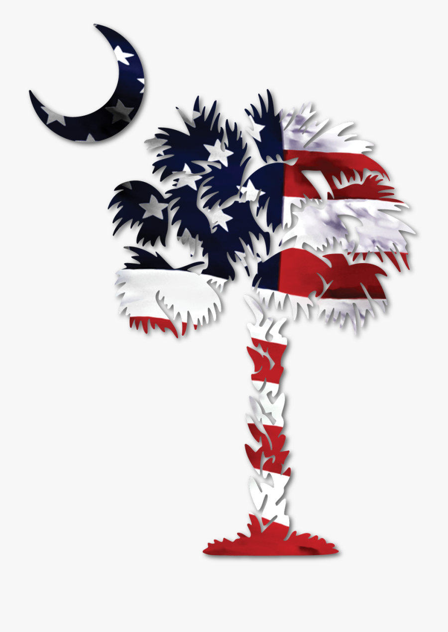 Clip Art Flag With Palm Tree And Moon - American Flag Palmetto Tree ...