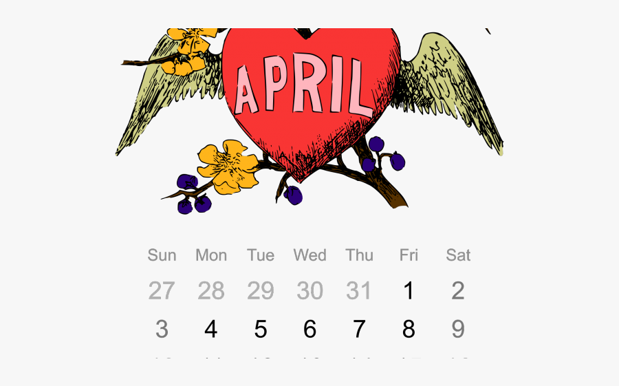 April Calendar Clipart - April Fool Flower Love , Free Transparent ...