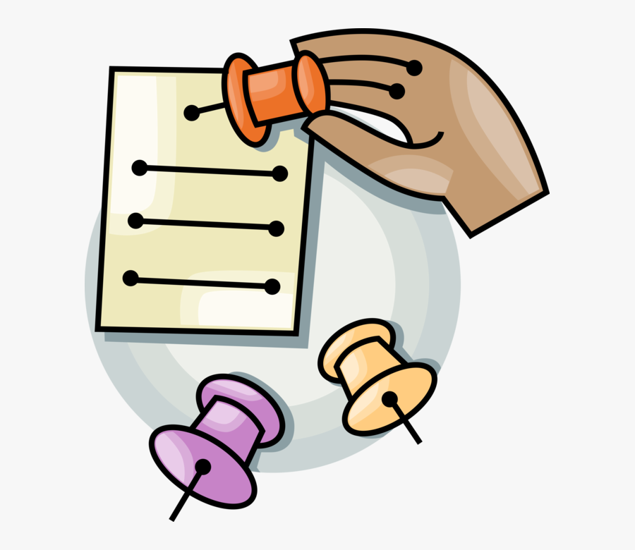 Vector Illustration Of Hands Insert Push Pin Or Thumb , Free ...