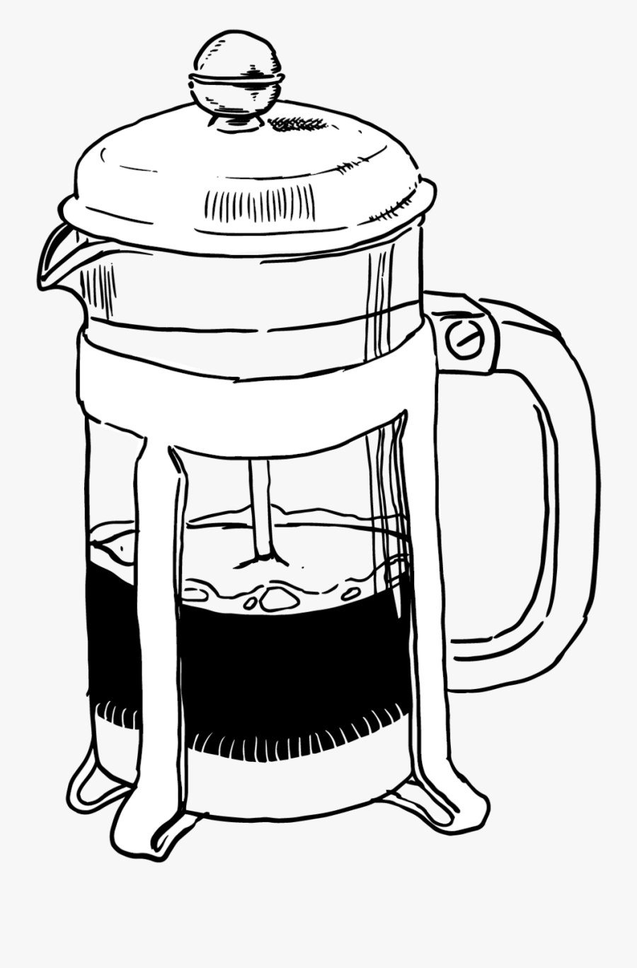 Step 1 Preheat Your French Press - French Press Line Drawing , Free ...