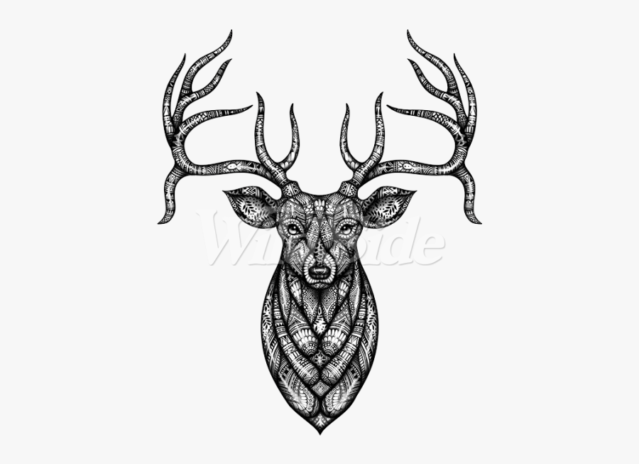 Dear Drawing Black And White - Black And White Pattern Deer Head ...
