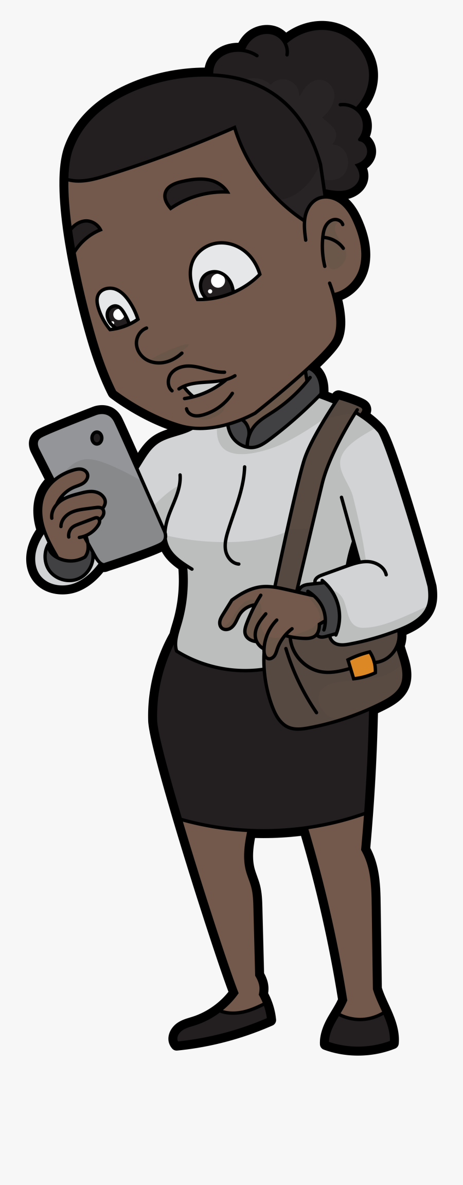 Clip Art File A Checking Her - Cartoon Checking Their Phone , Free ...