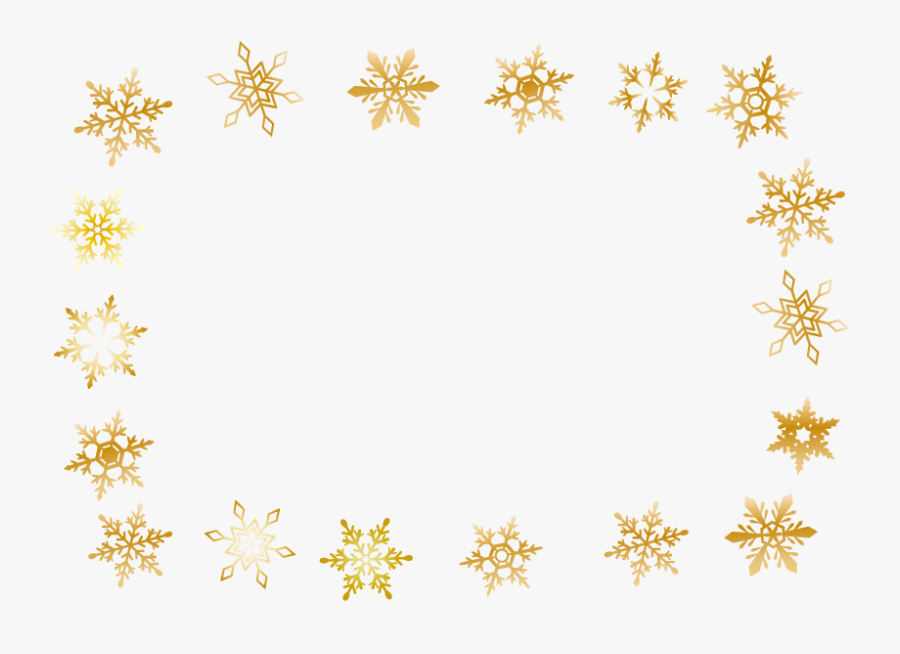 Winter Gold Snowflake Frame - Transparent Background Gold Falling ...