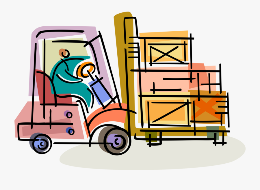 Vector Illustration Of Warehouse Worker Drives Industrial , Free ...
