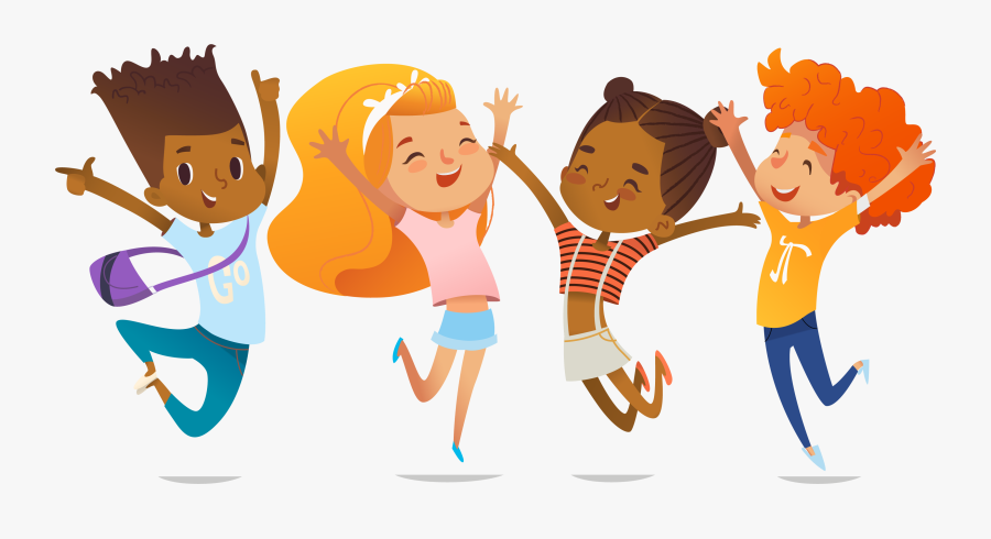 Illustration Of Happy Children Jumping Up In The Air - School Friends ...