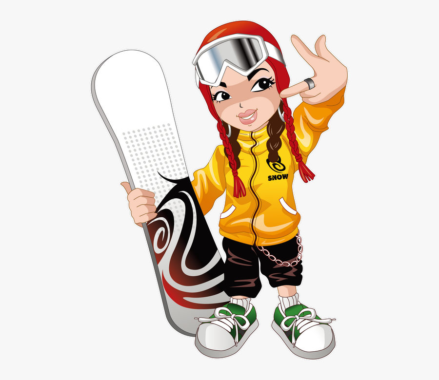 Snowboarder - Girl Skiing Cartoon Png , Free Transparent Clipart ...
