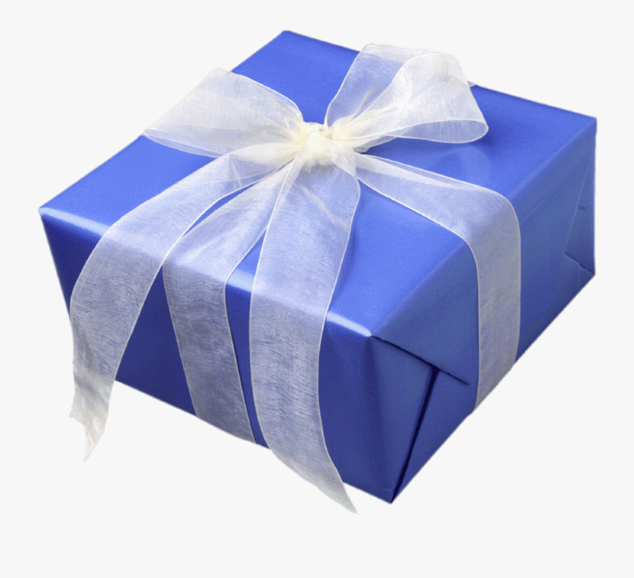 Blue Gift Box With White Ribbon Clip Arts - Gift In Blue , Free ...
