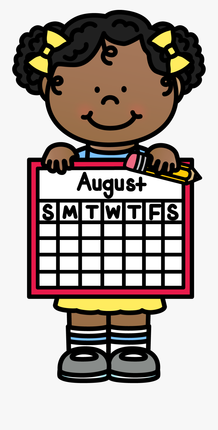 August Calendar Girl 01 Whimsyclips , Free Transparent Clipart - ClipartKey