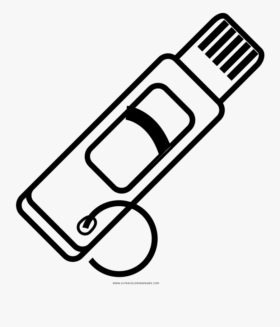Usb Flash Drive Coloring Page - Line Art , Free Transparent Clipart ...