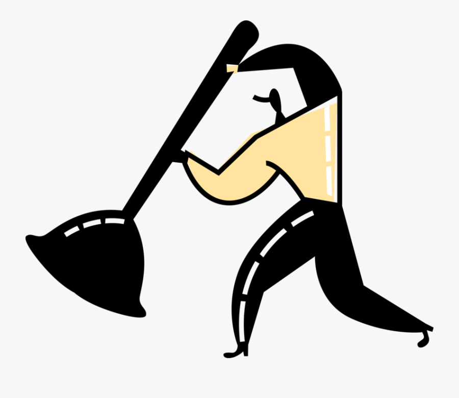 Vector Illustration Of Plumber Carries Plumber"s Friend , Free ...