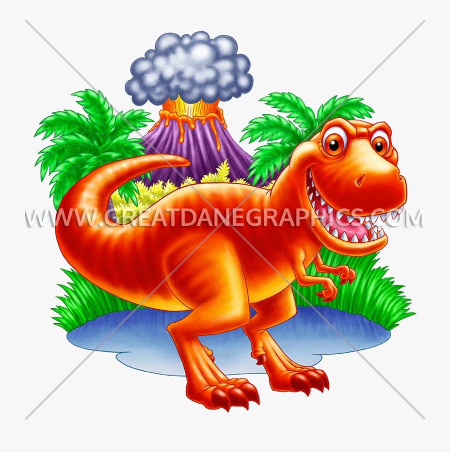 Smiling T Rex Production - Trex With Volcano Clip Art , Free ...