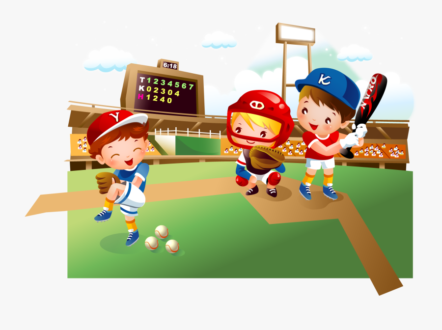 Baseball Field Cartoon Child - They Are Playing Baseball Cartoon , Free ...