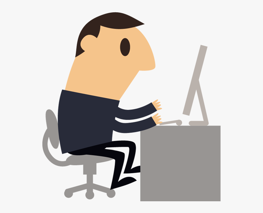Computer Clipart Man - Cartoon Man At Computer , Free Transparent ...