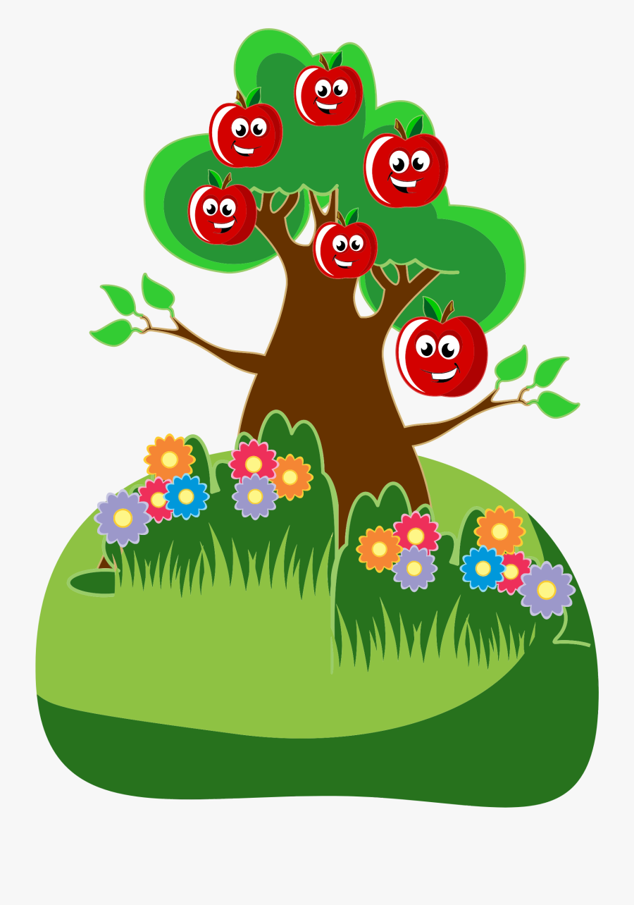 Transparent Happy Tree Clipart - Apple Cartoon Png Tree , Free ...