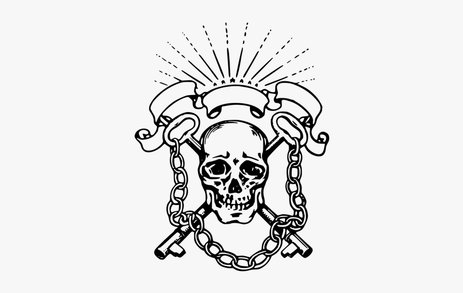 Skull And Keys Vector Drawing - Skull With Keys , Free Transparent ...