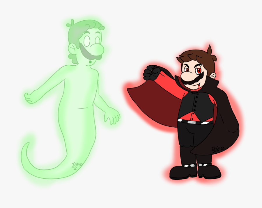 Ghost Luigi And Vampire Mario - Cartoon , Free Transparent Clipart ...
