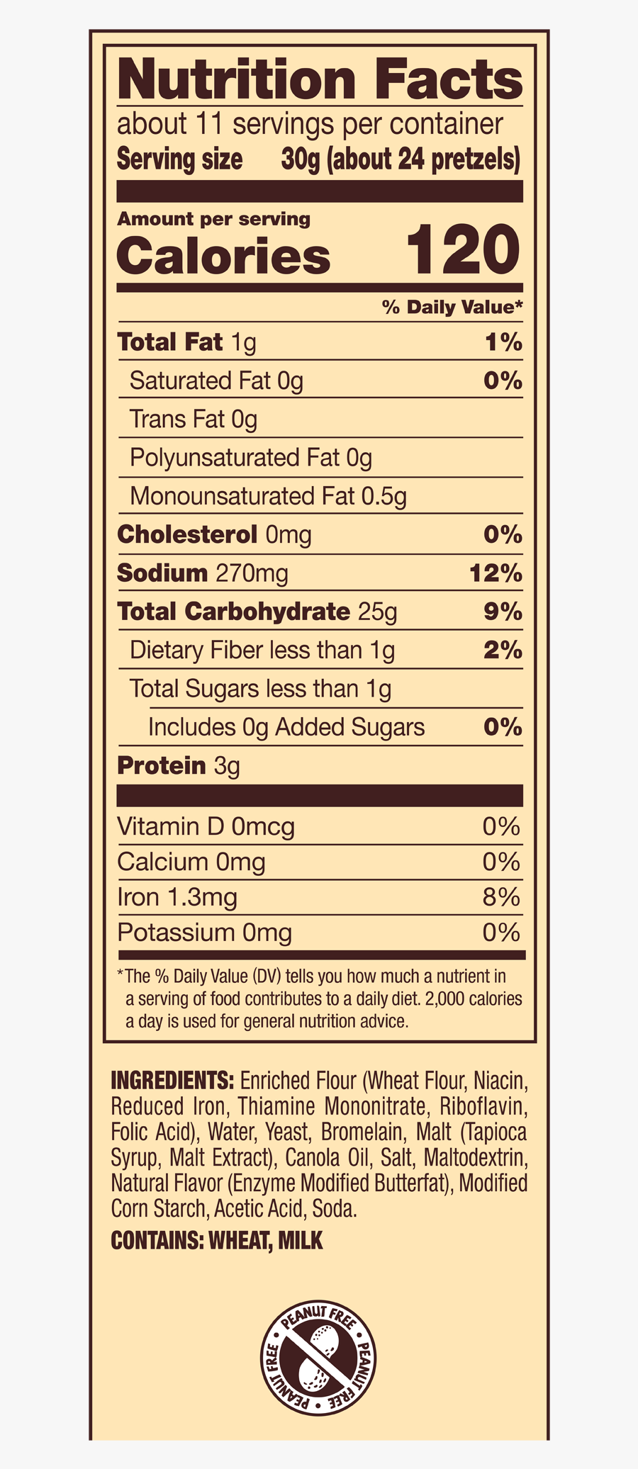 Snyder's Of Hanover Snaps Nutrition Label , Free Transparent Clipart ...