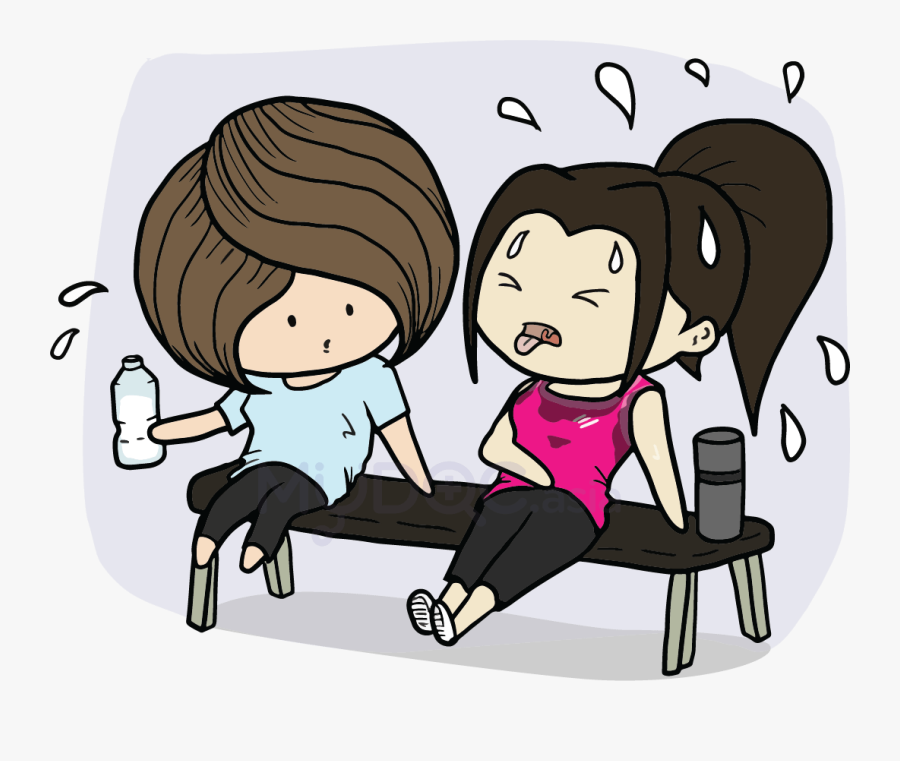Tired Clipart Vigorous Exercise - Cartoon Exercising Too Much , Free ...