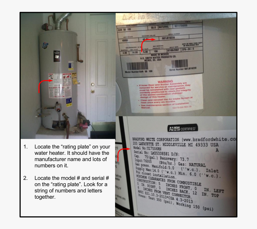 Transparent Water Heater Png - Rating Plate On Water Heater , Free ...